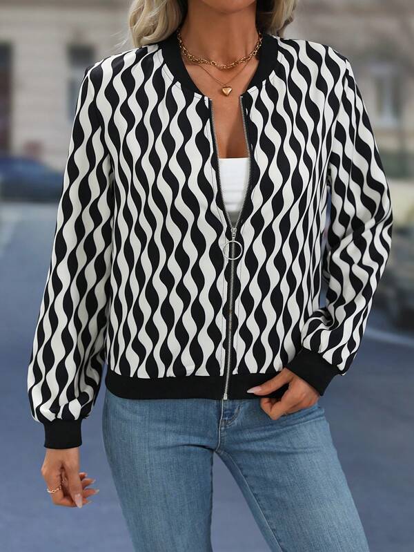 Ripple Effect Bomber Jacket For Women – BnB Accessories