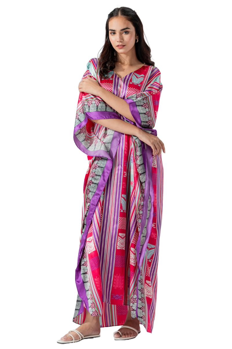 Square Garden Mosaic Silk Caftan For Women – BnB Accessories