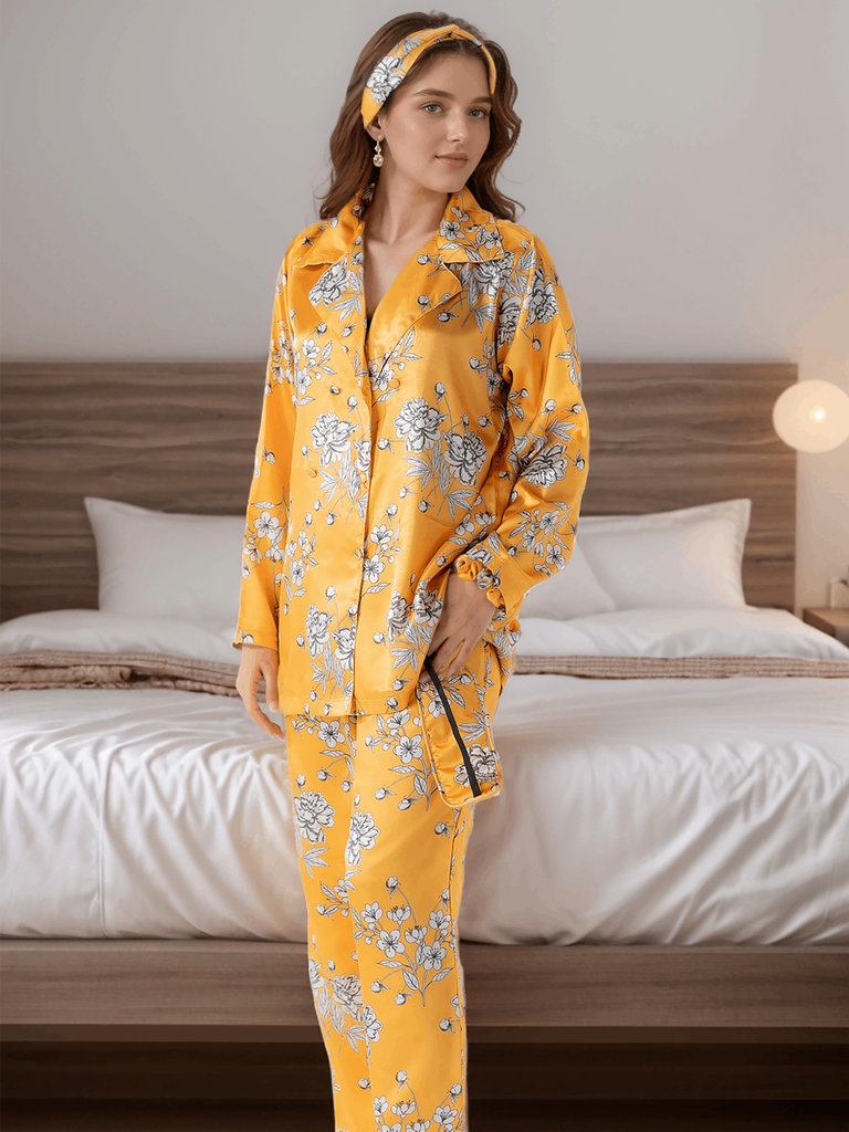 Daisy Daze Satin Silk 5 Piece Pj Set For Women – BnB Accessories